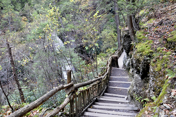 The Two RV Gypsies climber over 400 stairs Bushkill Falls in Pennsylvania