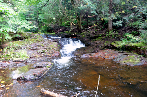 The Two RV Gypsies at Greenstone Falls in the Porcupine Mountains