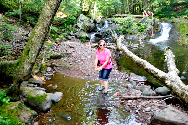 The Two RV Gypsies at Greenstone Falls in the Porcupine Mountains