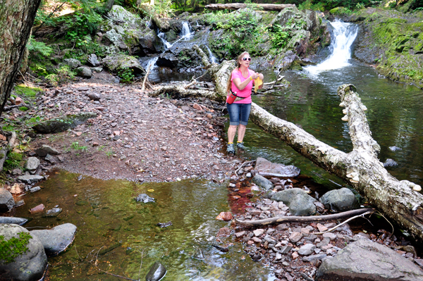 The Two RV Gypsies at Greenstone Falls in the Porcupine Mountains