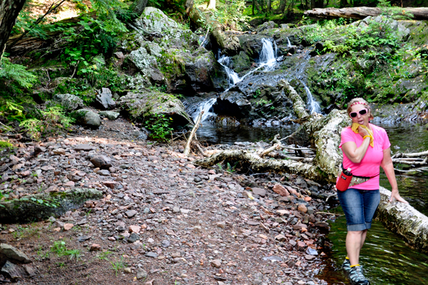 The Two RV Gypsies at Greenstone Falls in the Porcupine Mountains