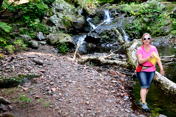 The Two RV Gypsies at Greenstone Falls in the Porcupine Mountains