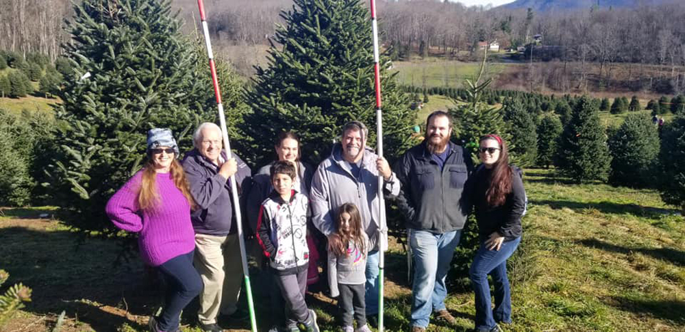 The Two RV Gypsies and family at Frostys Tree Farm in North Carolina